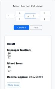 Free Mixed Fraction Calculator