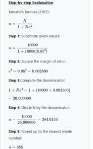 Yamane Sample Size Calculator & Formula