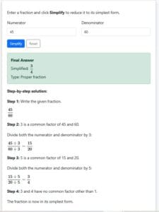 Simplifying Fractions Calculator