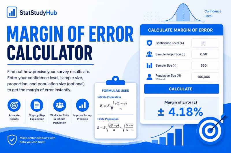 Margin of Error Calculator (MOE) with steps